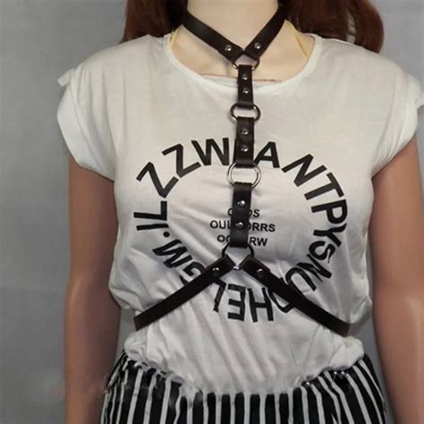 Lnrrabc Punk Gothic Harajuku Style Handmade Faux Leather Women Waist Belt Straps Harness Body
