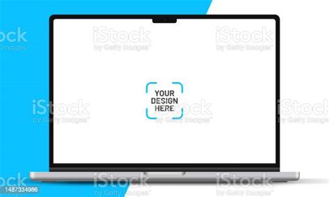 흰색 배경에 고립 된 현대 노트북 모형 전면 보기 Ui Ux 앱 및 웹 사이트 프리젠 테이션 스톡 벡터 일러스트레이션에 대한 노트북 모형 컴퓨터에 대한 스톡 벡터 아트 및