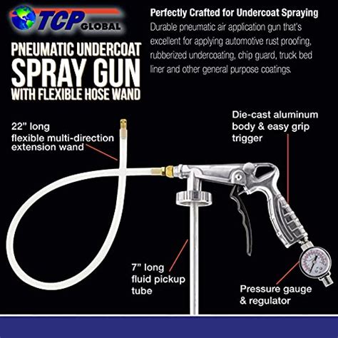 TCP Global Air Rust Proofing And Undercoating Gun With Gauge Includes Long Flexible
