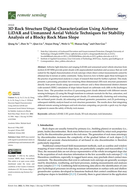 Pdf 3d Rock Structure Digital Characterization Using Airborne Lidar And Unmanned Aerial