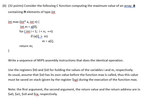 Solved 6 32 Points Consider The Following C Function
