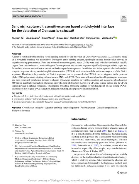 Sandwich Capture Ultrasensitive Sensor Based On Biohybrid Interface For