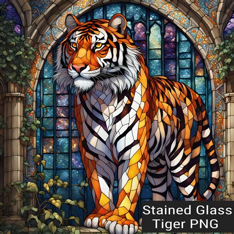 Stained Glass Tiger Pattern Stained Glass Suncatcher White Tiger