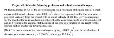 Solved Project 1 Solve The Following Problems And Submit