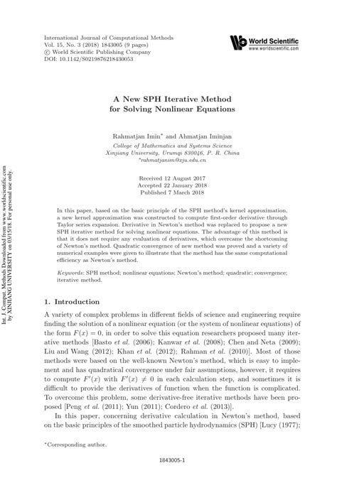 pdf a new sph iterative method for solving nonlinear equations