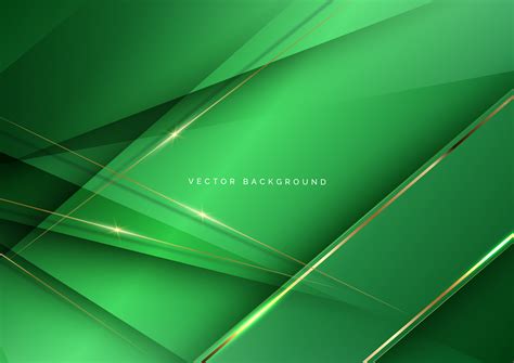 Abstract Luxury Green Elegant Geometric Diagonal Overlay Layer Background With Golden Lines