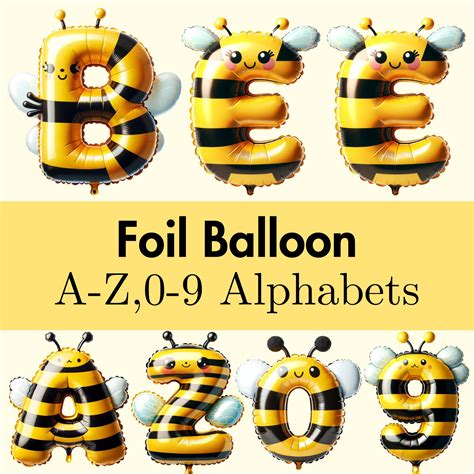 Bee Foil Balloon Alphabet Clip Art Bee Alphabet A Z Number 0 9 Png Bee Png Letter Bee Font