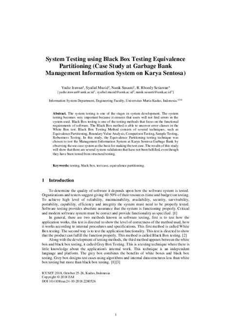 Pdf System Testing Using Black Box Testing Equivalence Partitioning