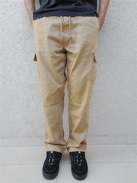 Calça Cargo Masculina Premium Bolso Lateral Skate Militar Caqui