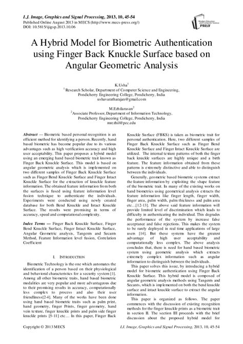 A Hybrid Model For Biometric Authentication Using Finger Back Knuckle Surface Based On Angular
