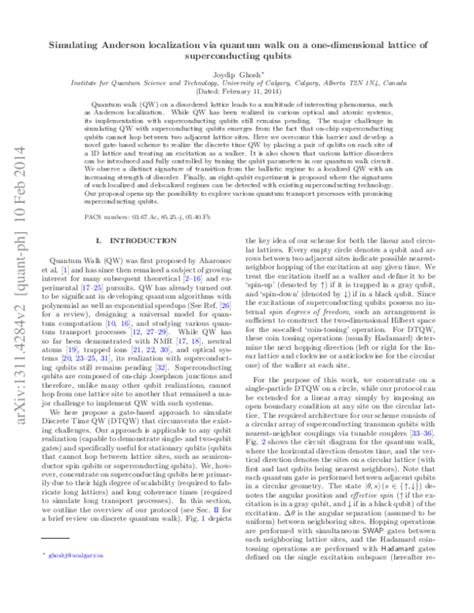 Pdf Simulating Anderson Localization Via A Quantum Walk On A One