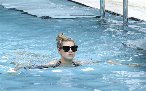 Charlotte Mckinney In Swimsuit At The Pool Gotceleb