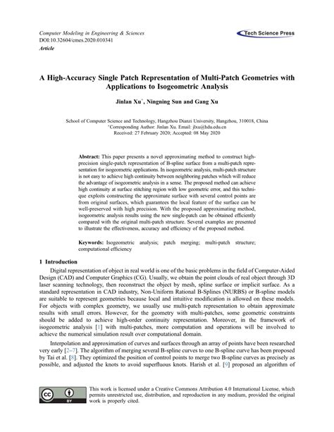 Pdf A High Accuracy Single Patch Representation Of Multi Patch Geometries With Applications To