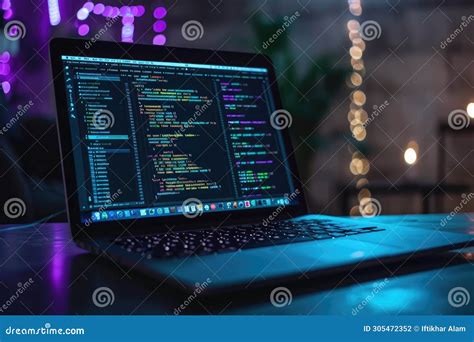 A Laptop Computer Is Seen Resting On Top Of A Table Ready For Use An Open Laptop With Code