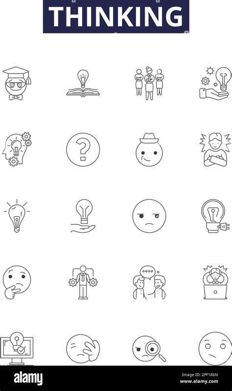 Thinking Line Vector Icons And Signs Pondering Considering Reasoning