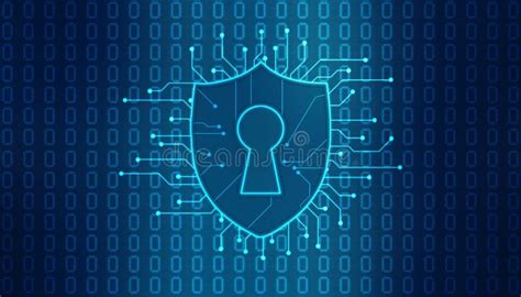 Protect And Security Concept Digital Shield On Abstract Technology Background Stock