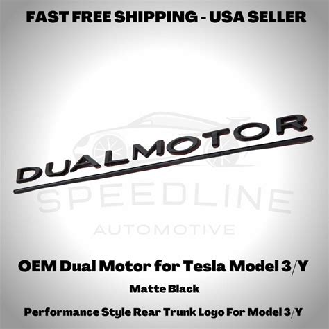 Tesla Dual Motor Emblem Matte Black Model Y Rear Lid Trunk Etsy