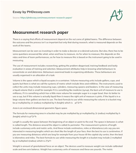 Measurement Research Paper