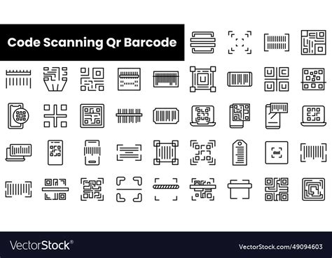 Set Of Outline Code Scanning Qr Barcode Icons Vector Image