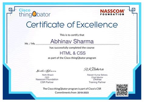 html css certification ciscothingqbator webdevelopment abhinav