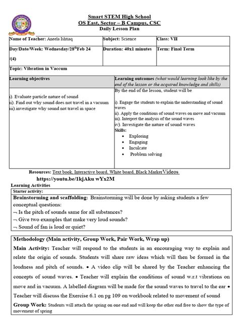 Lesson Plan File 4 Download Free Pdf Sound Waves