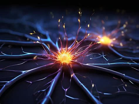 Image Of A Neuron Receiving An Electrical Impulse 4 Stock Illustration