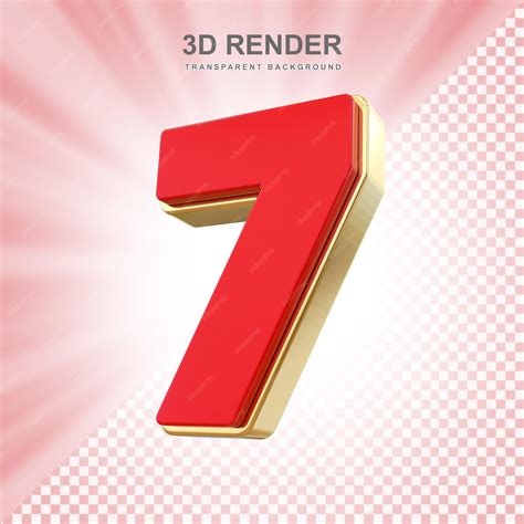 Premium Psd A Red Number 7 On A Red Background With A White Background