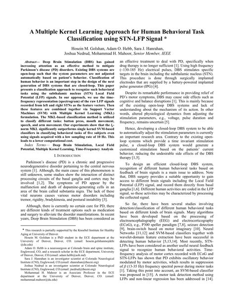 Pdf A Multiple Kernel Learning Approach For Human Behavioral Task