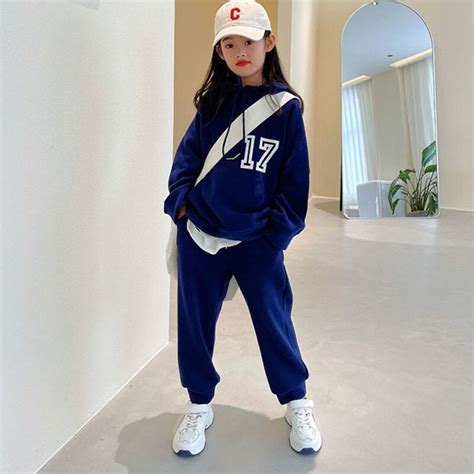 어린이 여아 학교 유니폼 투피스 아동복 세트 후드 스웨트 셔츠 십대 소년 여성 정장 12 13 15 세의류세트 Aliexpress