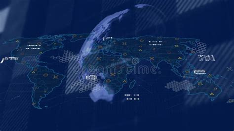 animation of digital world map showing data points and network connections stock footage video