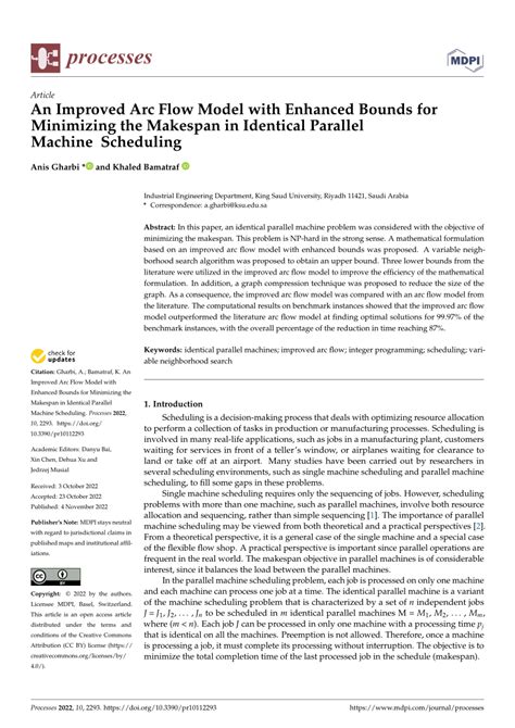 Pdf An Improved Arc Flow Model With Enhanced Bounds For Minimizing The Makespan In Identical
