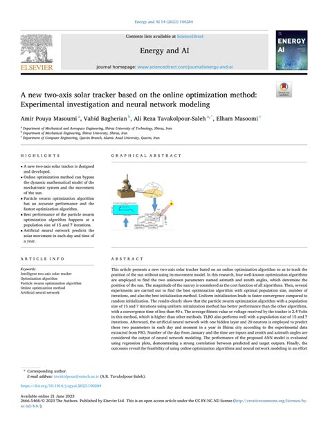 Pdf A New Two Axis Solar Tracker Based On The Online Optimization
