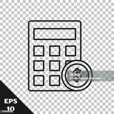 투명 한 배경에 격리 달러 기호 아이콘 검은 선 계산기 비용 절감 개념 회계 기호입니다 벡터 일러스트레이션 가방에 대한 스톡 벡터 아트 및 기타 이미지 Istock