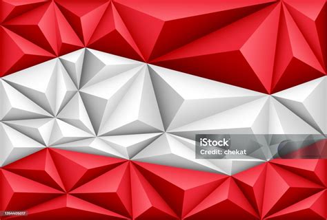오스트리아 국기의 화려한 빨간색과 흰색 줄무늬의 형태로 추상적 인 다각형 배경 오스트리아의 다각형 국기 0명에 대한 스톡 벡터 아트 및 기타 이미지 Istock