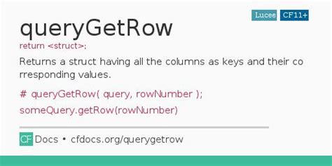Querygetrow Code Examples And Cfml Documentation