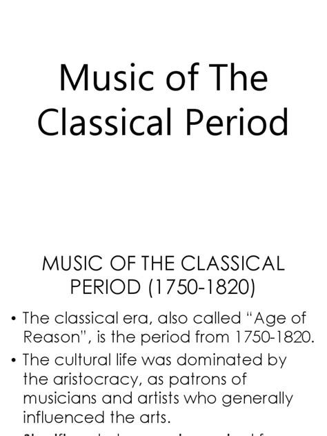 Music Of The Classical Period Pdf Classical Period Music