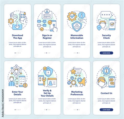 Online Banking Application Onboarding Mobile App Screen Set Walkthrough 4 Steps Editable