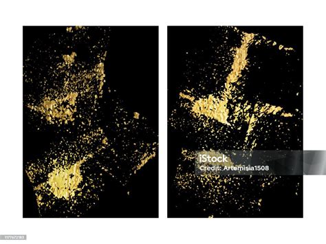 브로셔 전단지 로고 배너에 대한 검은 색과 금색 디자인 템플릿의 집합입니다 추상 적 현대 배경입니다 벡터 금 금속에 대한 스톡 벡터 아트 및 기타 이미지 Istock