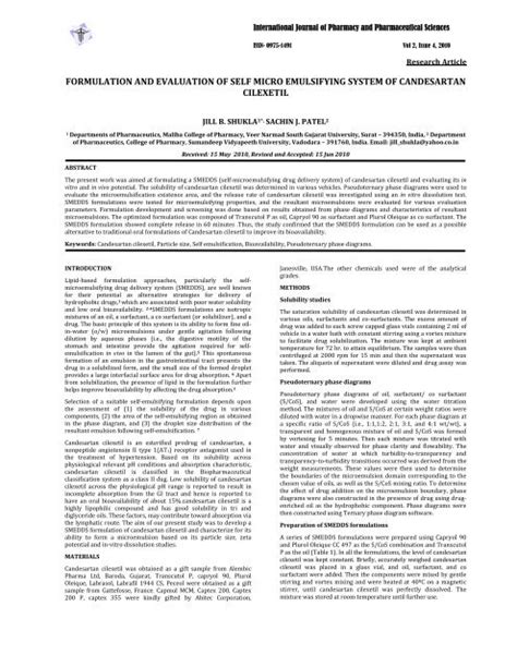 Formulation And Evaluation Of Self Micro Emulsifying System