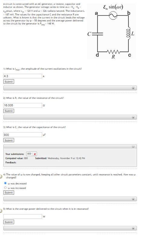 solved a circuit is constructed with an ac generator a
