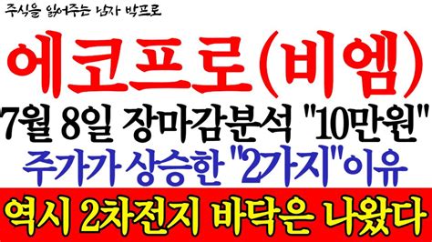 에코프로 비엠 주가전망 월 일 장마감분석 만원 주가가 상승한 가지 이유 역시 차전지 바닥은 나왔다 에코프로 에코프로비엠 YouTube