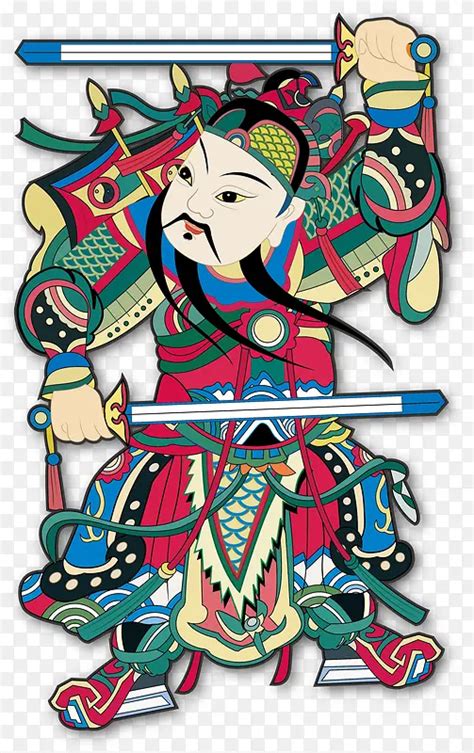 绿色中国风门神画像PNG图片素材下载 图片编号ywwbrpgv 免抠素材网