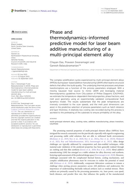 Pdf Phase And Thermodynamics Informed Predictive Model For Laser Beam Additive Manufacturing