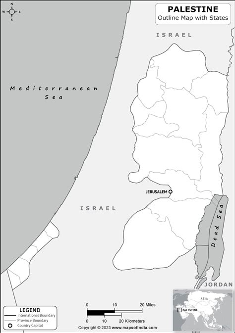 Palestine Outline Map Palestine Outline Map With State Boundaries