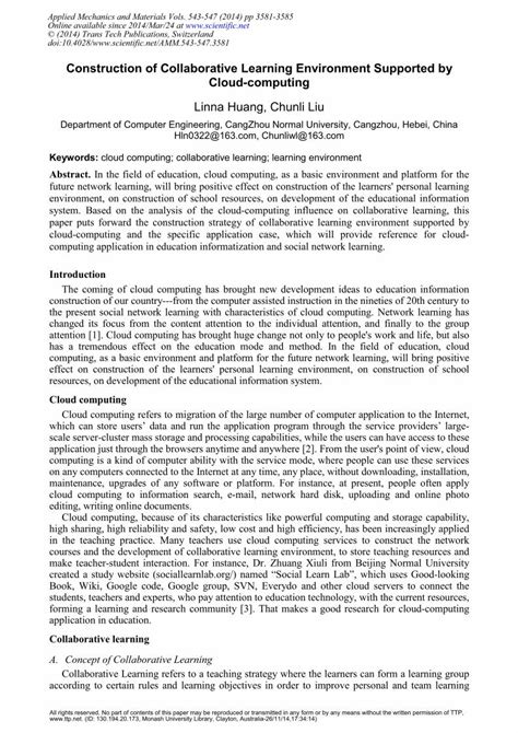 Pdf Construction Of Collaborative Learning Environment Supported By Cloud Computing Dokumen Tips