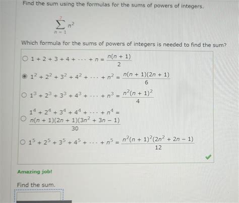 Solved Find The Sum Using The Formulas For The