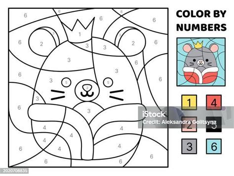 왕관을 쓴 쥐 왕 숫자로 색칠하기 스퀴시멜로 색칠 공부 페이지 아이들을 위한 게임 카와이 만화 벡터 벡터에 대한 스톡 벡터 아트 및 기타 이미지 Istock