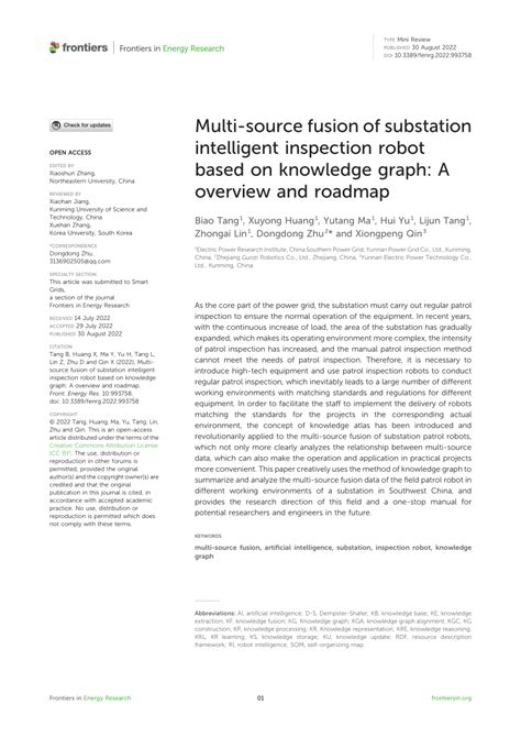 Pdf Multi Source Fusion Of Substation Intelligent Inspection Robot Based On Knowledge Graph A