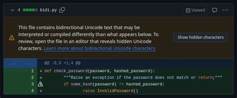 unicode tricks in pull requests do review tools warn us