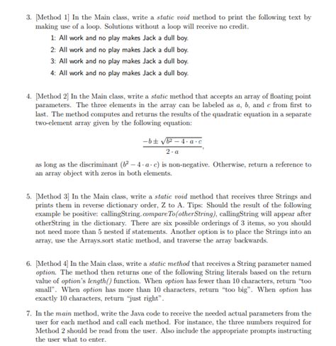 Solved 3 Method 1 In The Main Class Write A Static Void